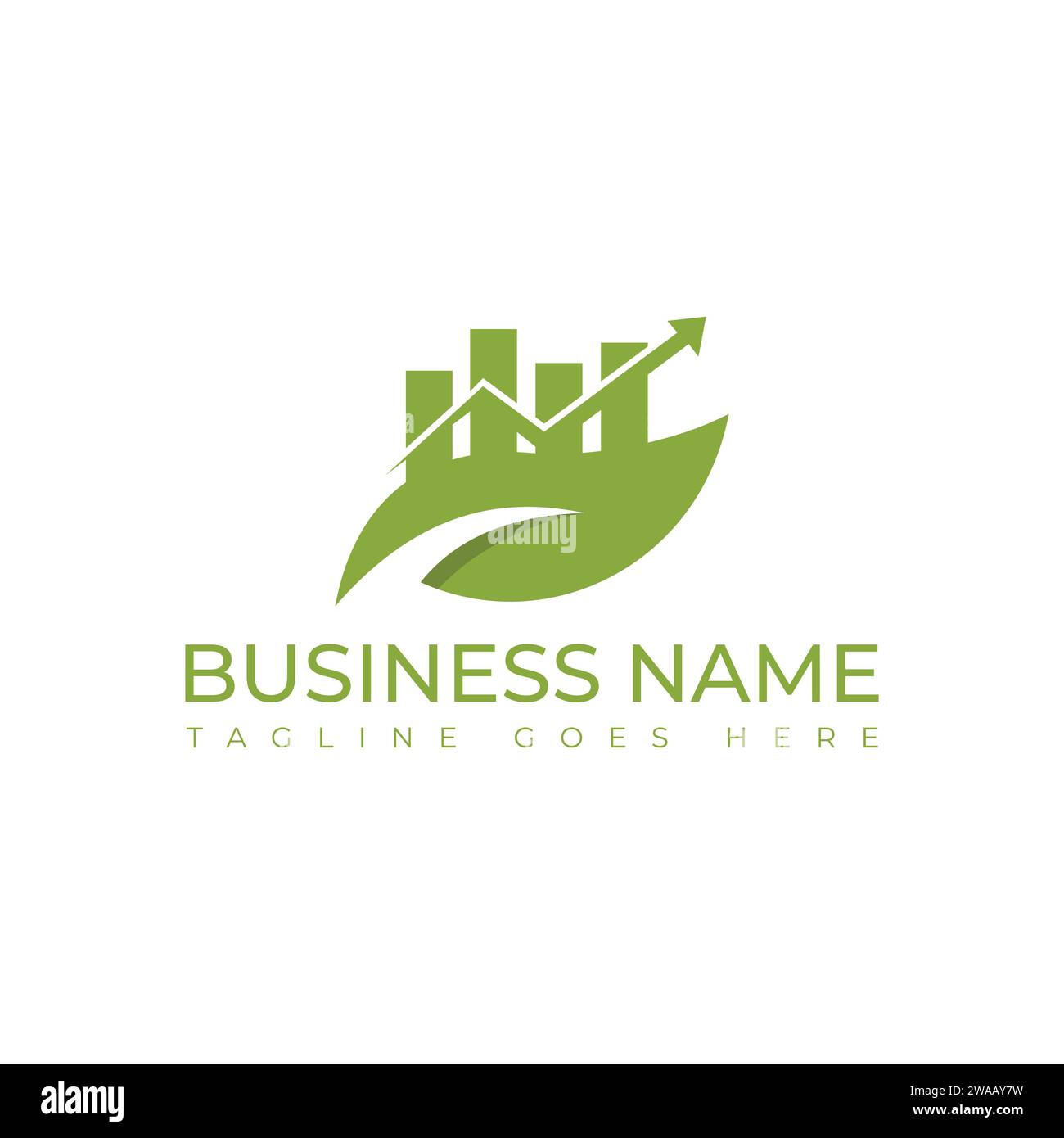 Graphic finance with leaf logo vector image. Eco Green Leaf Investing Business Financial Bar ...