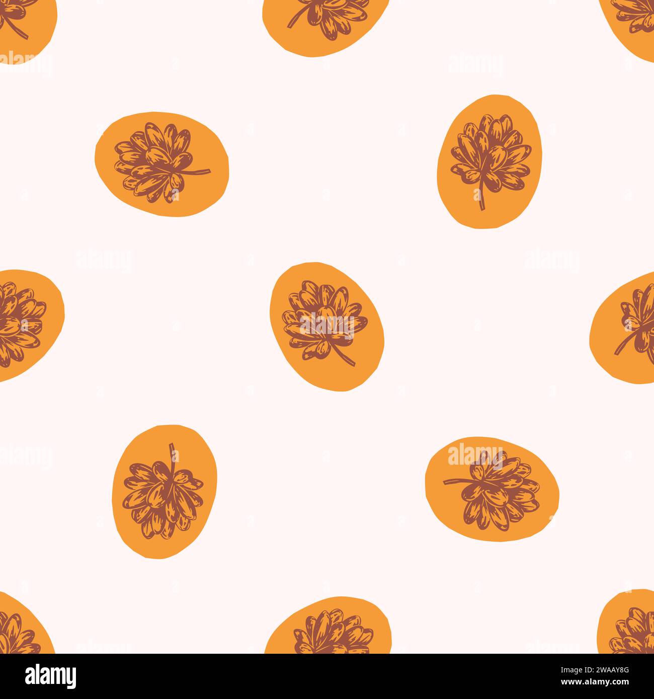 Linocut rural floral folkart seamless vector pattern for block print ...