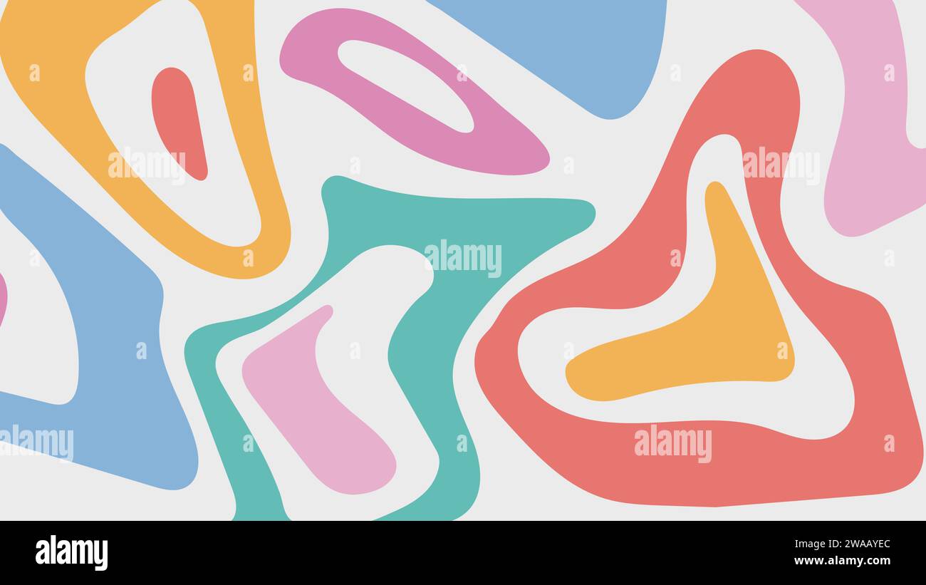 Abstract groovy background with liquid blotch shapes. Hand drawn ...