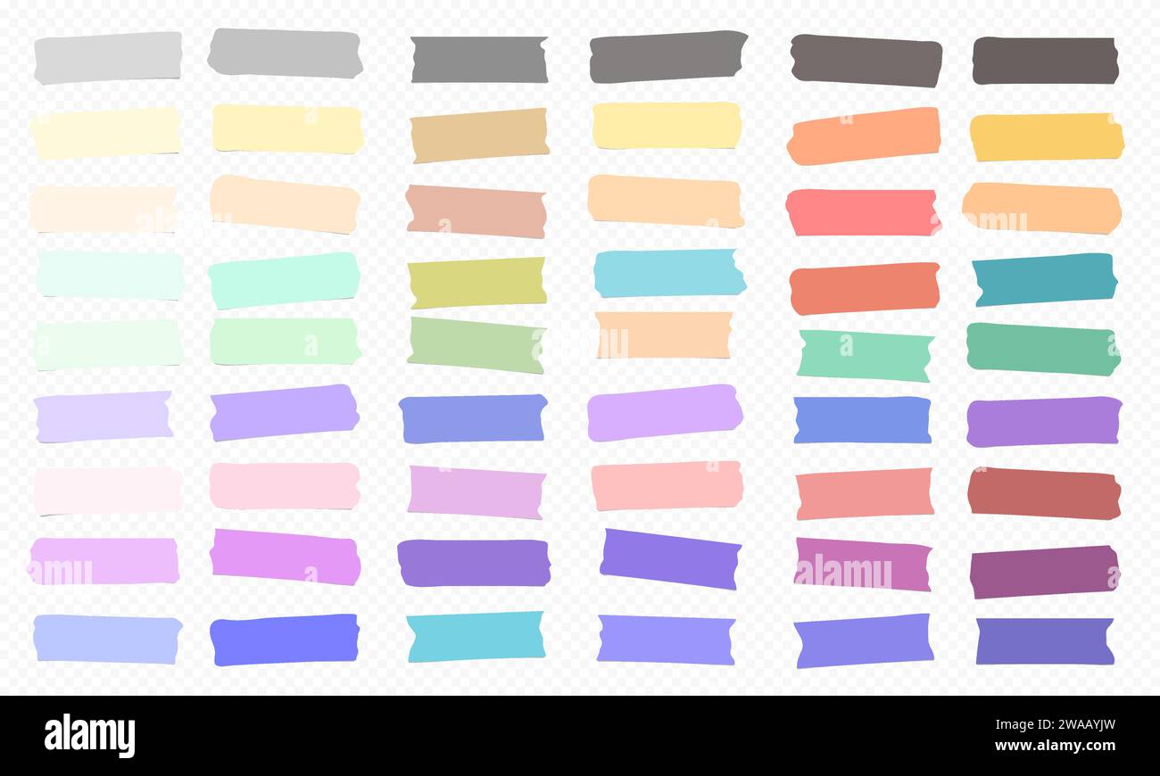 Colorful and different size adhesive, sticky, tape, paper pieces are on ...