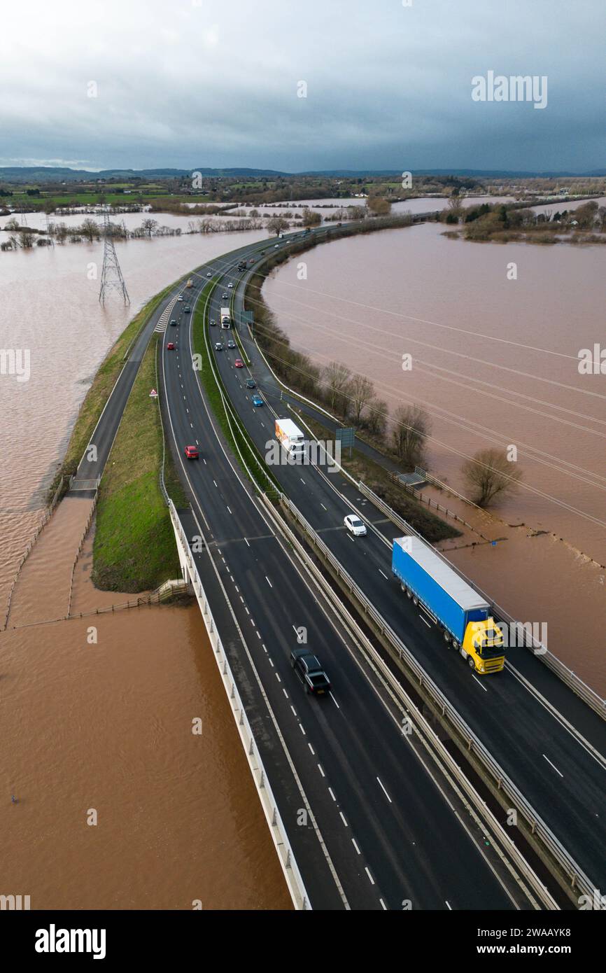 Worcester, January 3rd 2024 - The A4440 Temeside Way which is elevated ...