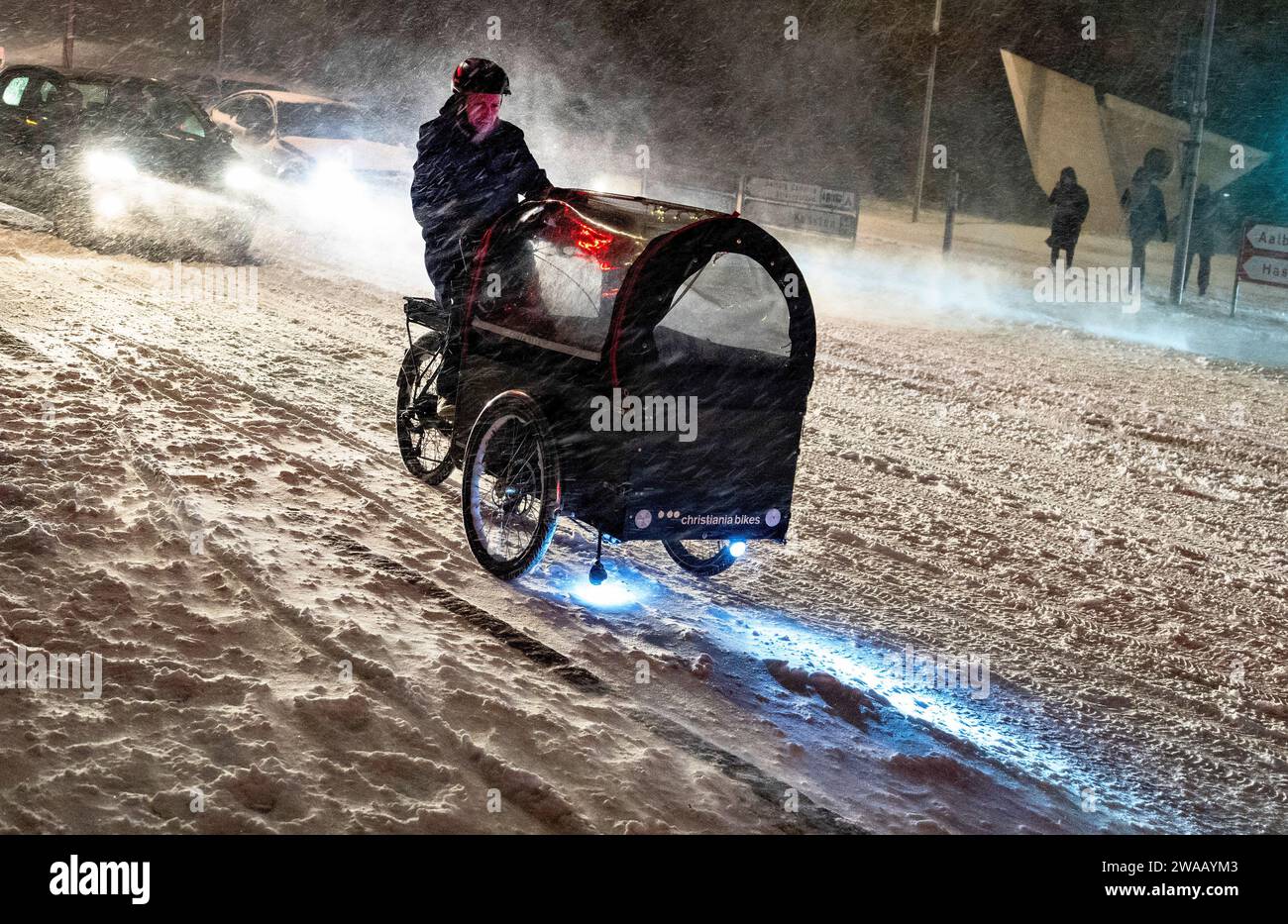 Heavy snowfall in Aalborg, northern Jutland, Denmark, Wednesday January ...