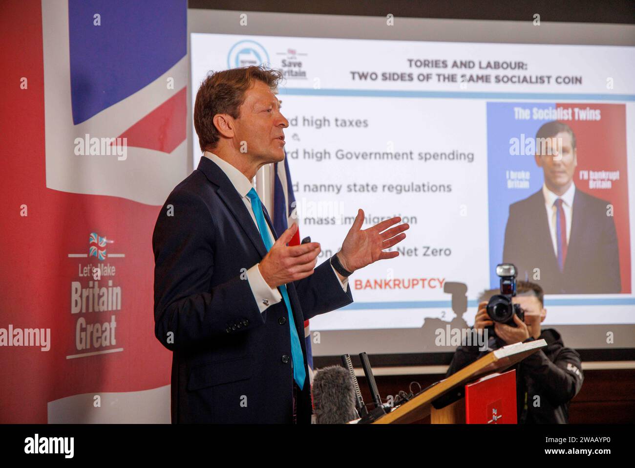 London, UK. 3rd Jan, 2024. Leader of the Reform Party, Richard Tice ...