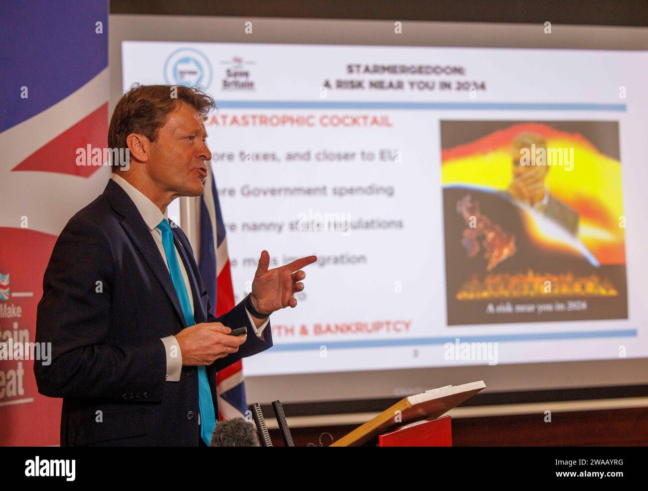 London, UK. 3rd Jan, 2024. Leader of the Reform Party, Richard Tice ...
