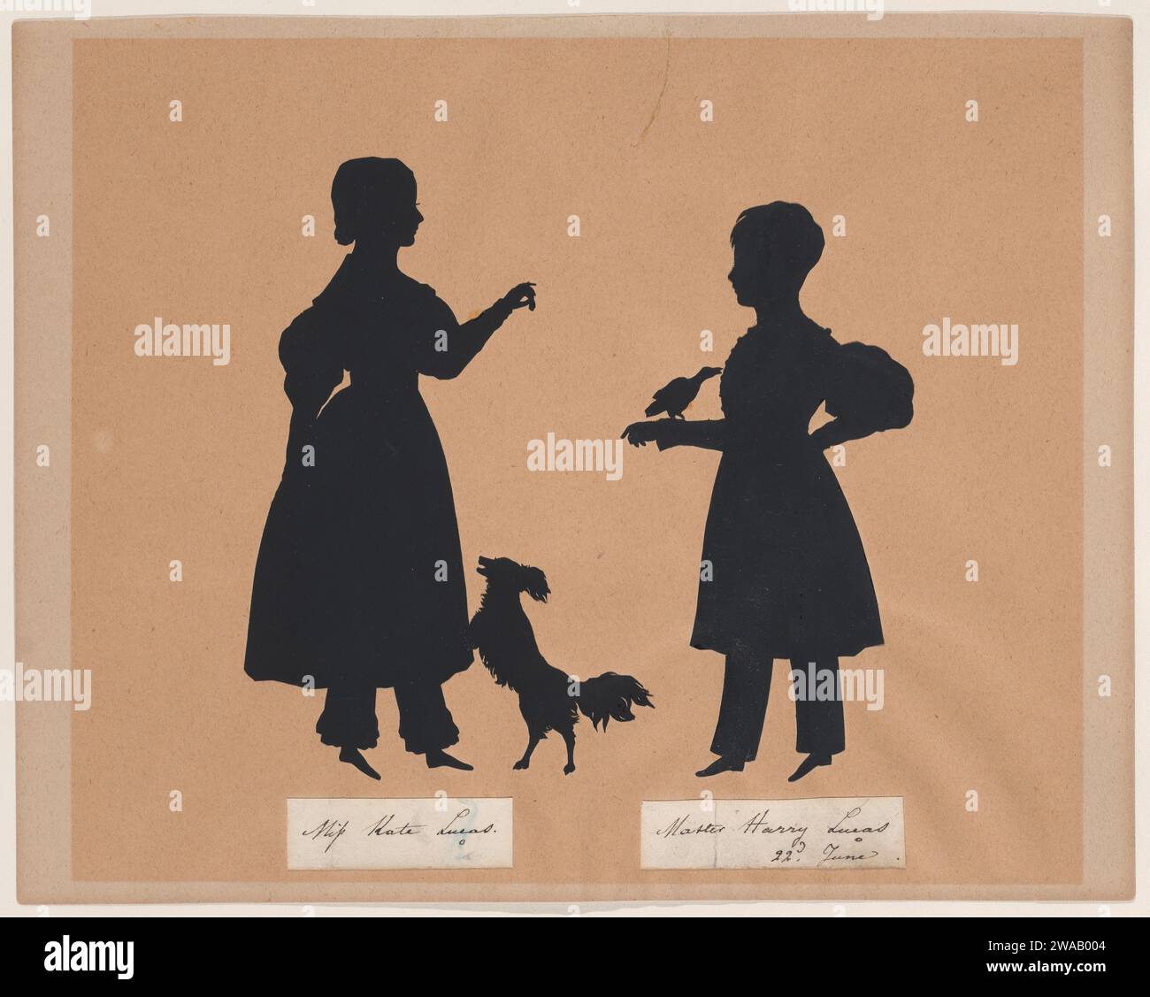 Kate and Harry Lucas, playing with a dog and a bird 1960 by Auguste ...