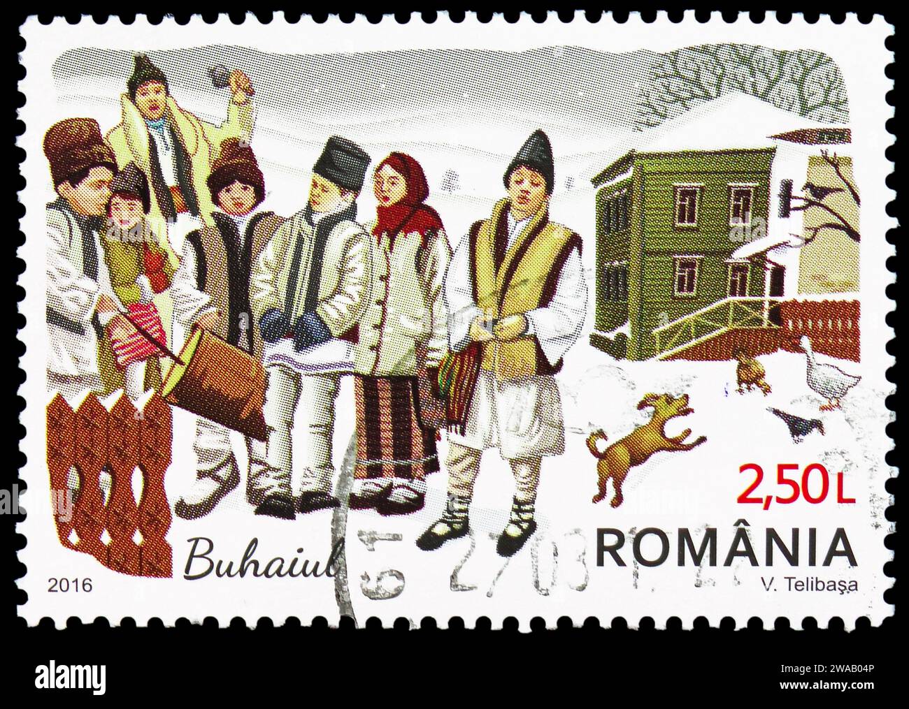 MOSCOW, RUSSIA - DECEMBER 17, 2023: Postage stamp printed in Romania ...