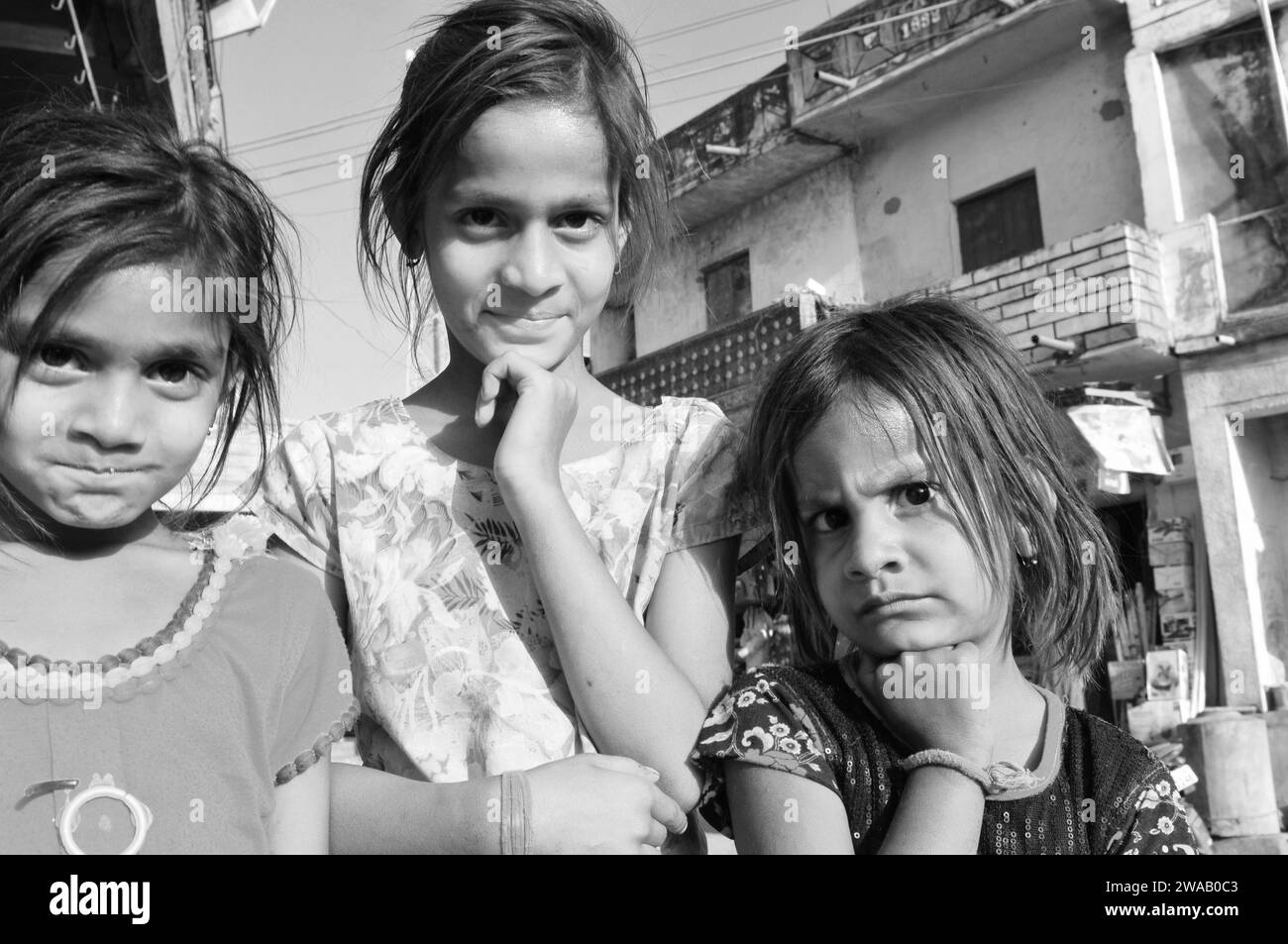 The three poor girls Black and White Stock Photos & Images - Alamy