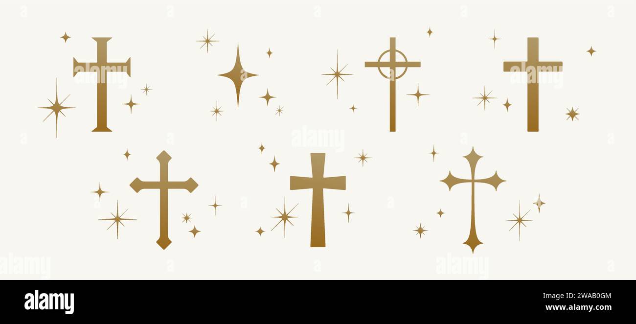 Collection christian religious cross. Set symbol religion cross on ...