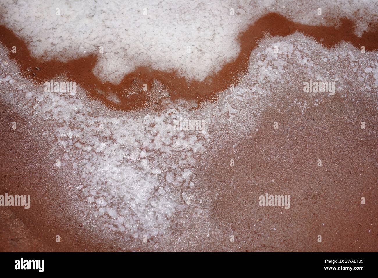 Salt begins to form in one of many salt beds in the Hanapepe salt patch ...