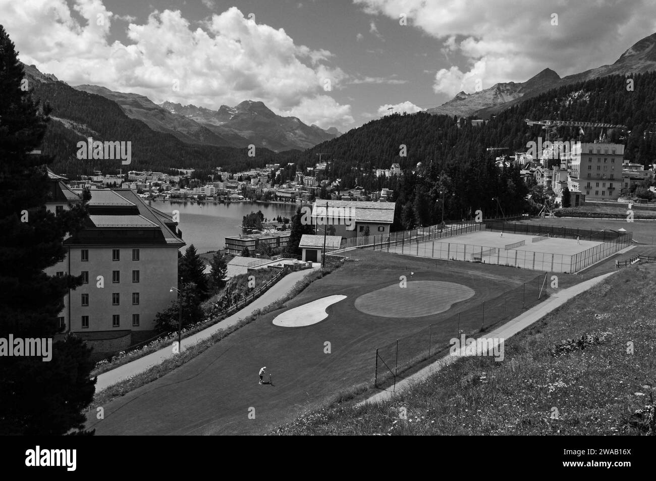 Swiss Alps: The golf-course of the legendary and luxury Kulm Hotel in ...