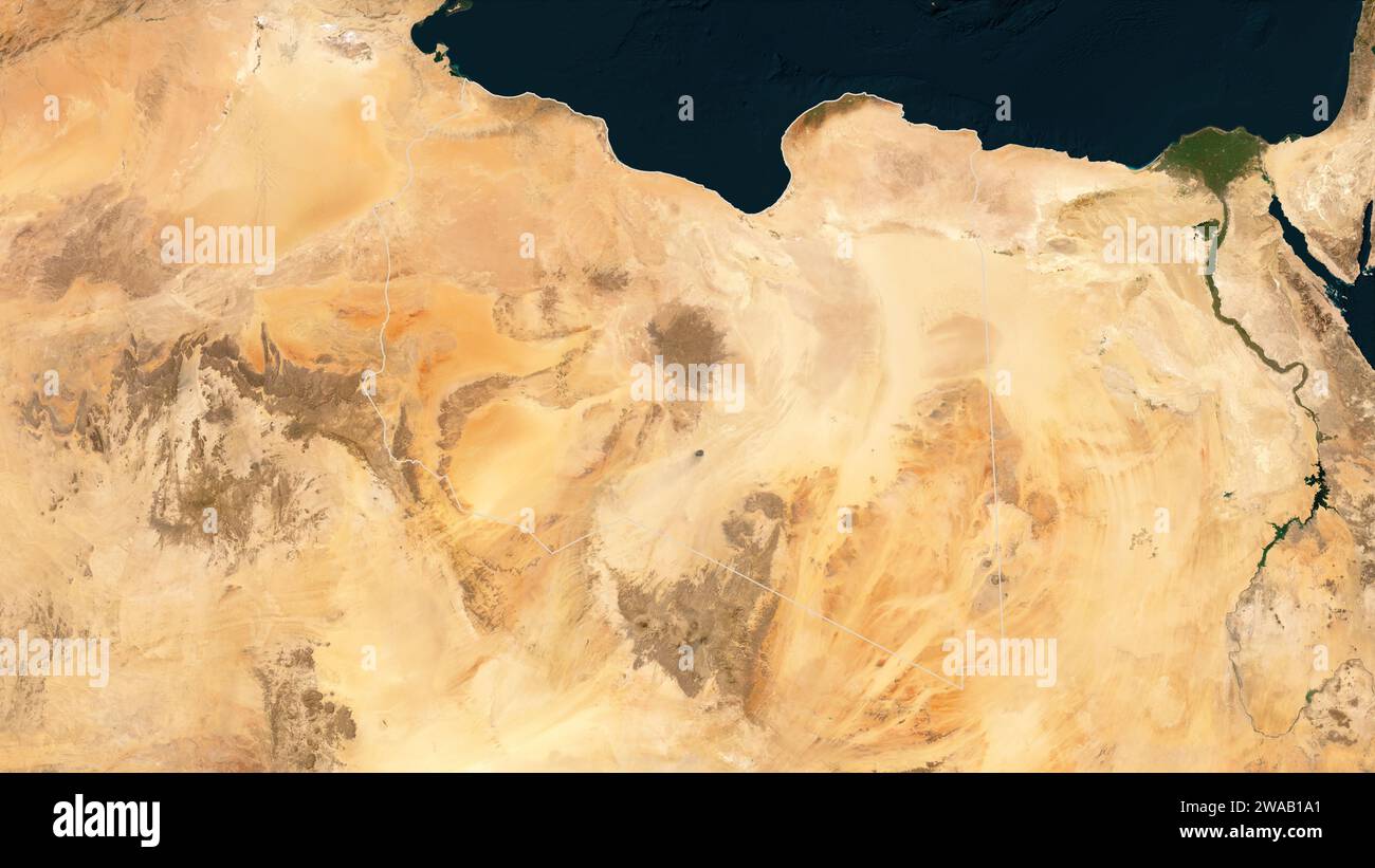 Libya outlined on a low resolution satellite map Stock Photo - Alamy