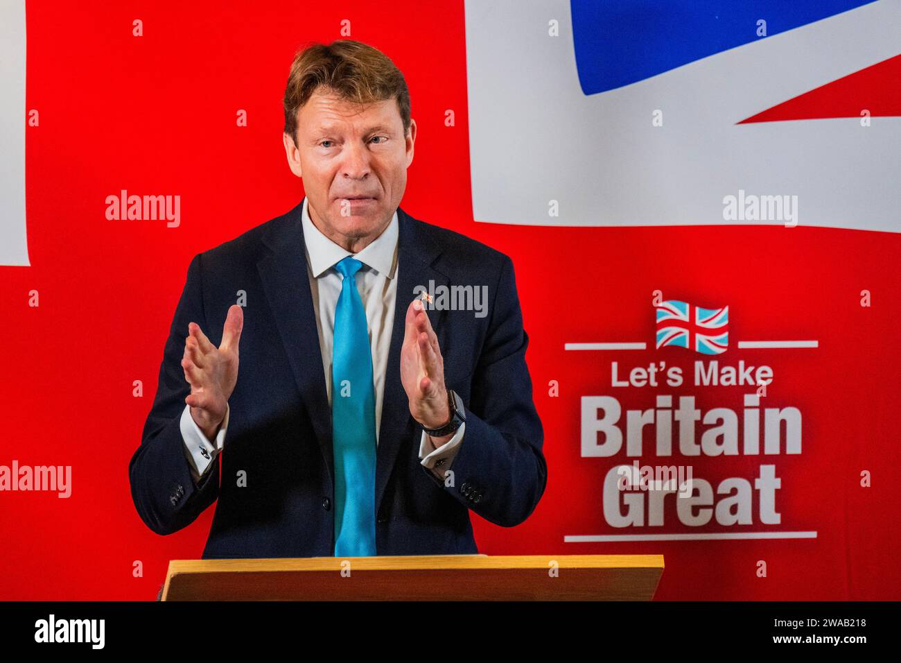 London, UK. 3rd Jan, 2024. Richard Tice speaks - 2024 will be the year ...
