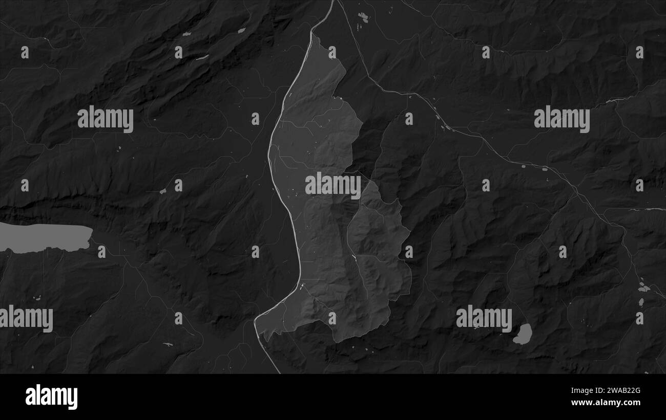 Liechtenstein highlighted on a Grayscale elevation map with lakes and ...