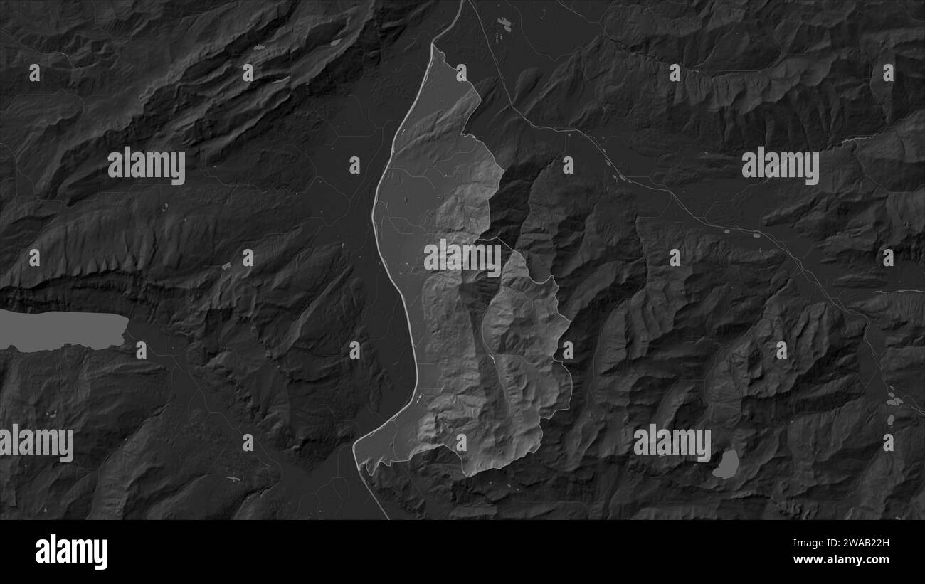 Liechtenstein highlighted on a Bilevel elevation map with lakes and ...