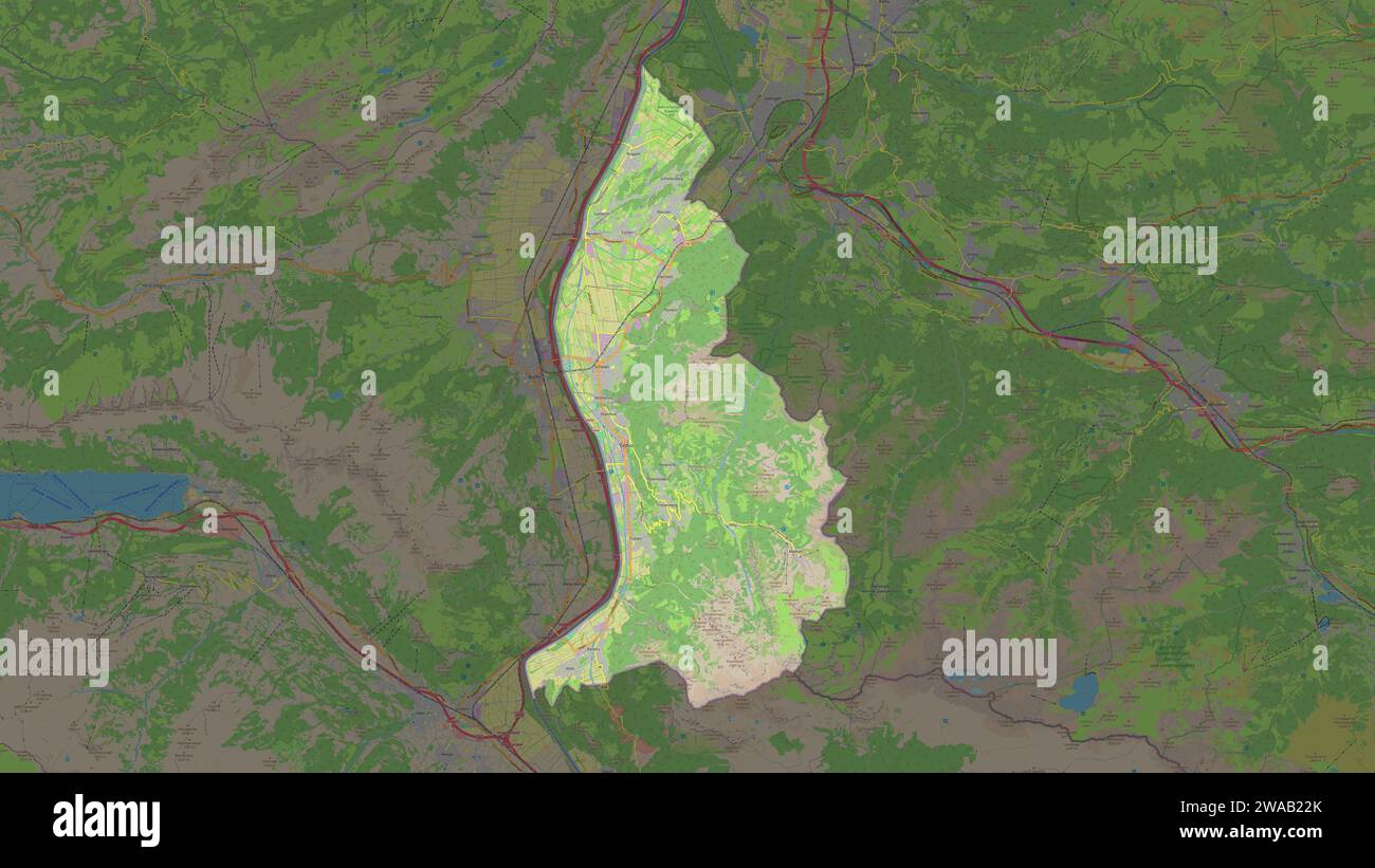 Liechtenstein highlighted on a topographic, OSM standard style map Stock Photo - Alamy