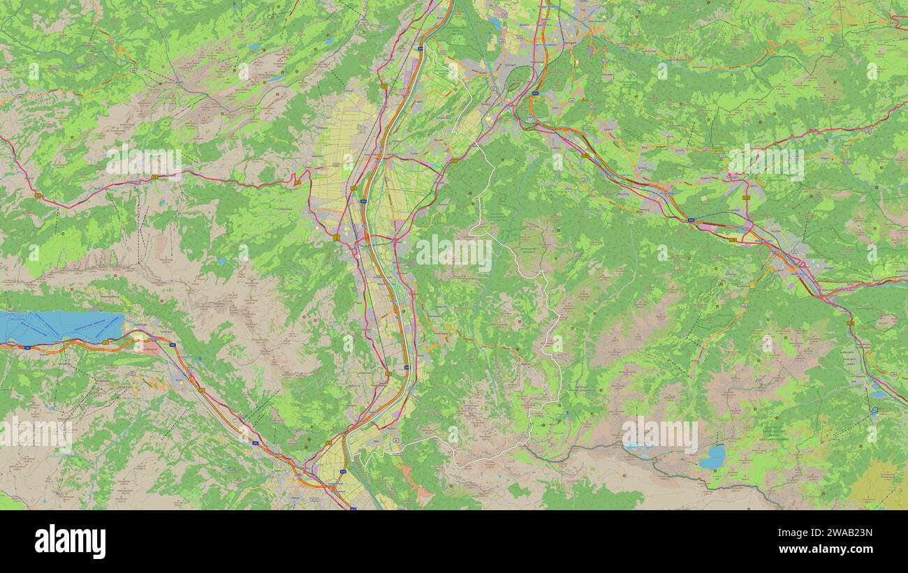 Liechtenstein outlined on a topographic, OSM Germany style map Stock Photo - Alamy