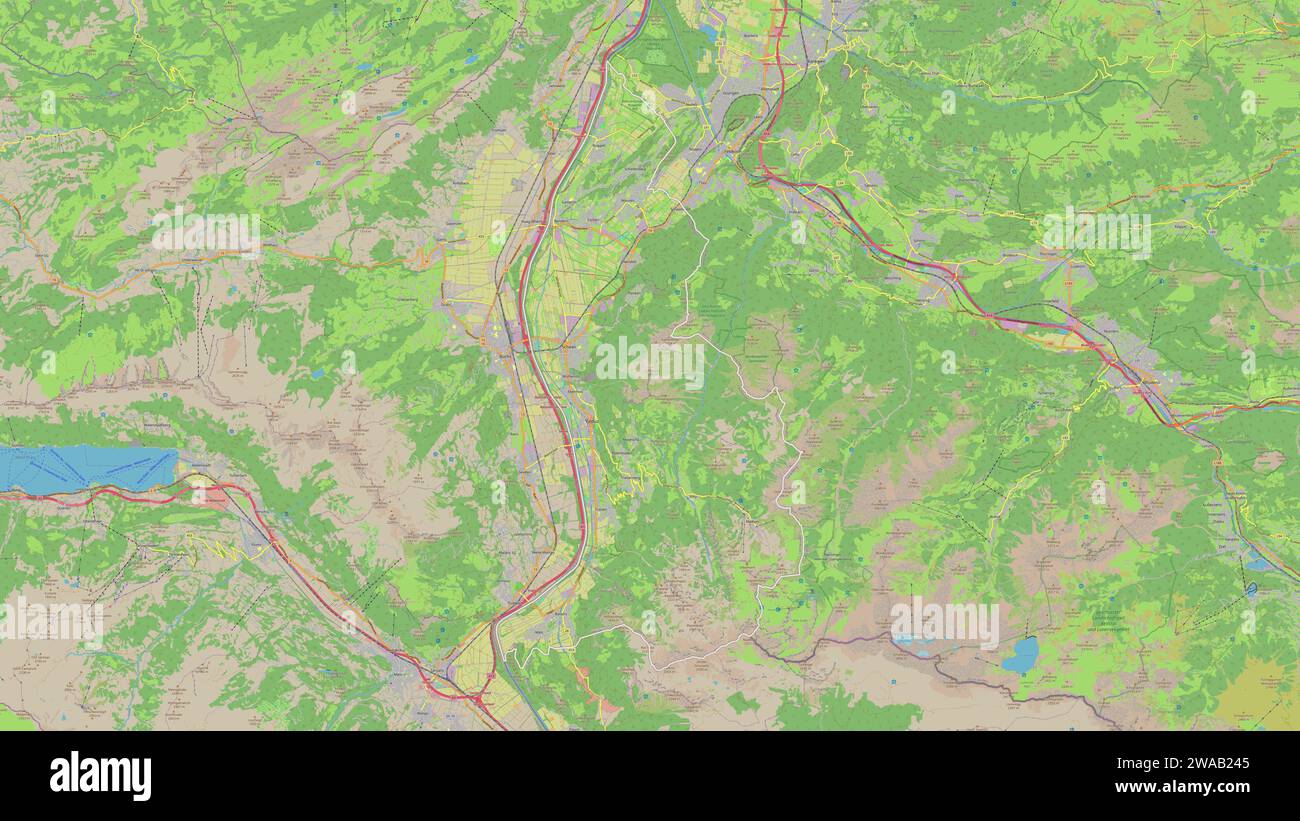 Liechtenstein outlined on a topographic, OSM standard style map Stock Photo - Alamy