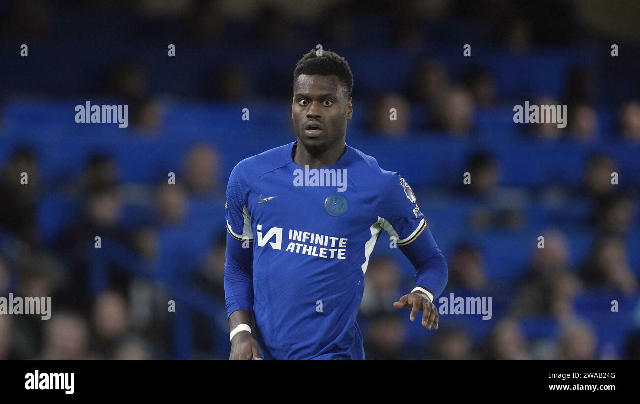 Chelsea's Benoit Badiashile in action during the English Premier League ...