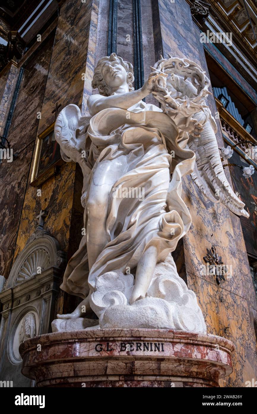 Rome, Italy - 12 August 2022 : Bernini Angel at Sant'Andrea delle Fratte Basilica Stock Photo ...
