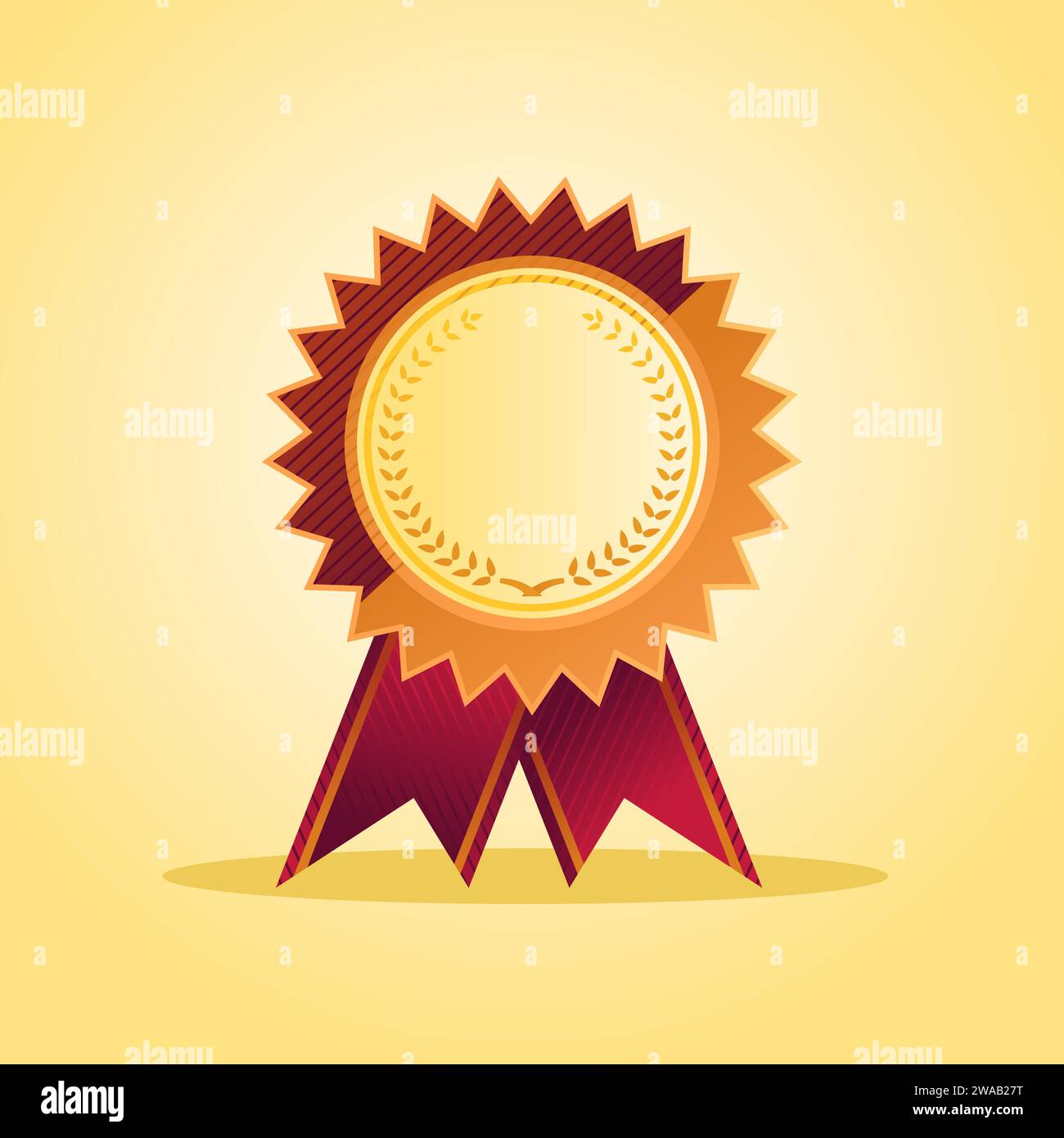 single award medal with burgundy ribbon. Flat style vector illustration ...