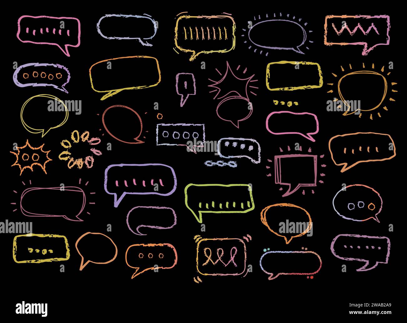 Set of chalk drawn speech and thinking bubbles Stock Vector Image & Art ...