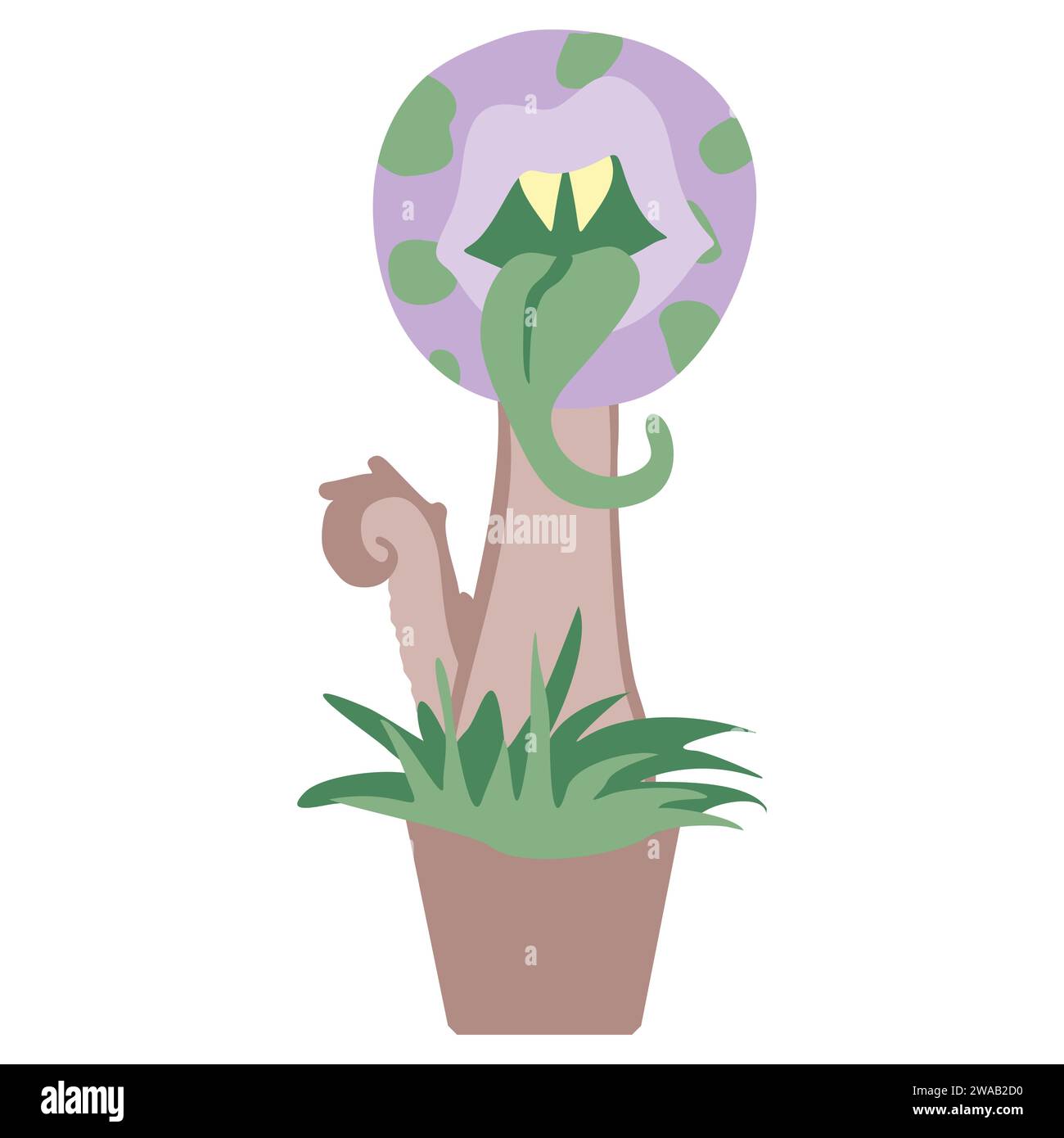 Monster plant illustration. Vector Floral Object isolated on white ...