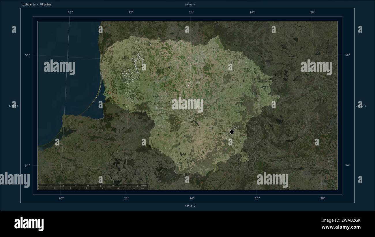 Lithuania highlighted on a high resolution satellite map map with the ...