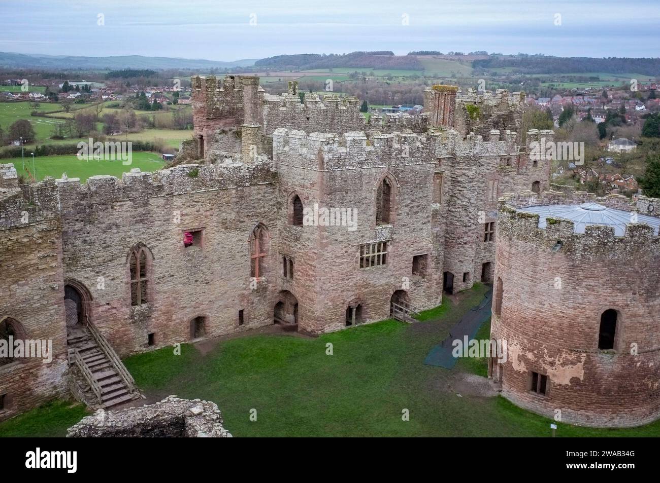Ludlow Castle, ruined medieval fortification in the town of the same ...