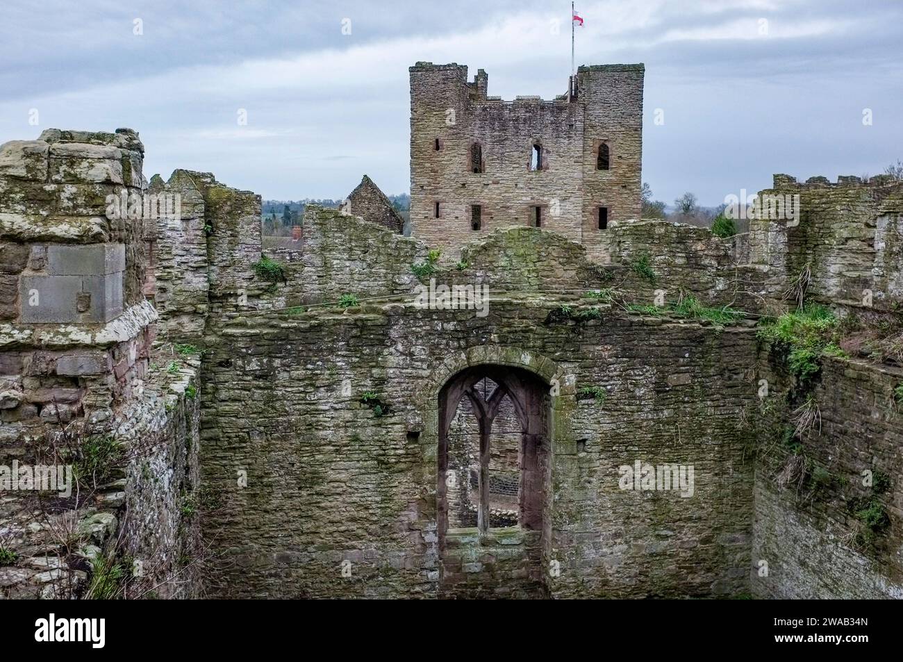 Ludlow Castle, ruined medieval fortification in the town of the same ...