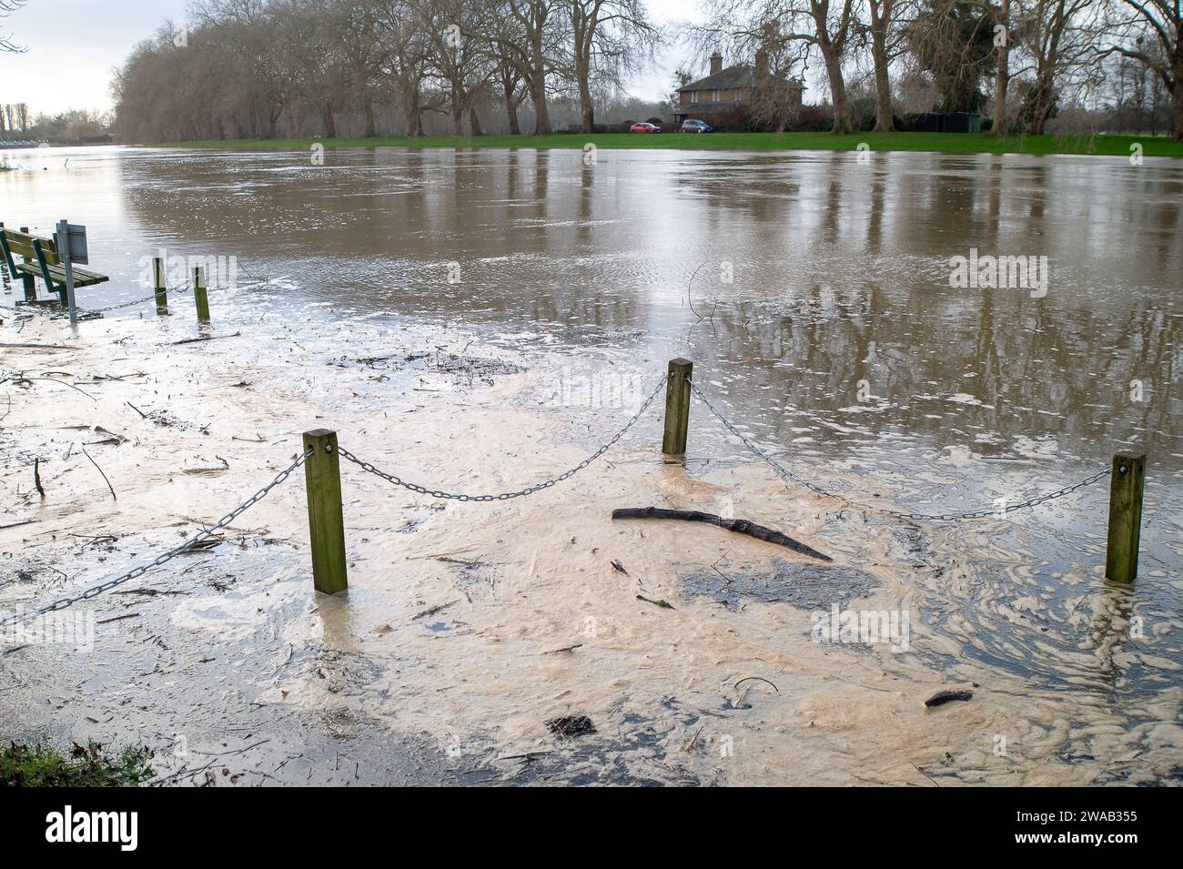 Datchet, UK. 3rd January, 2024. Following recent heavy rain, a Flood ...