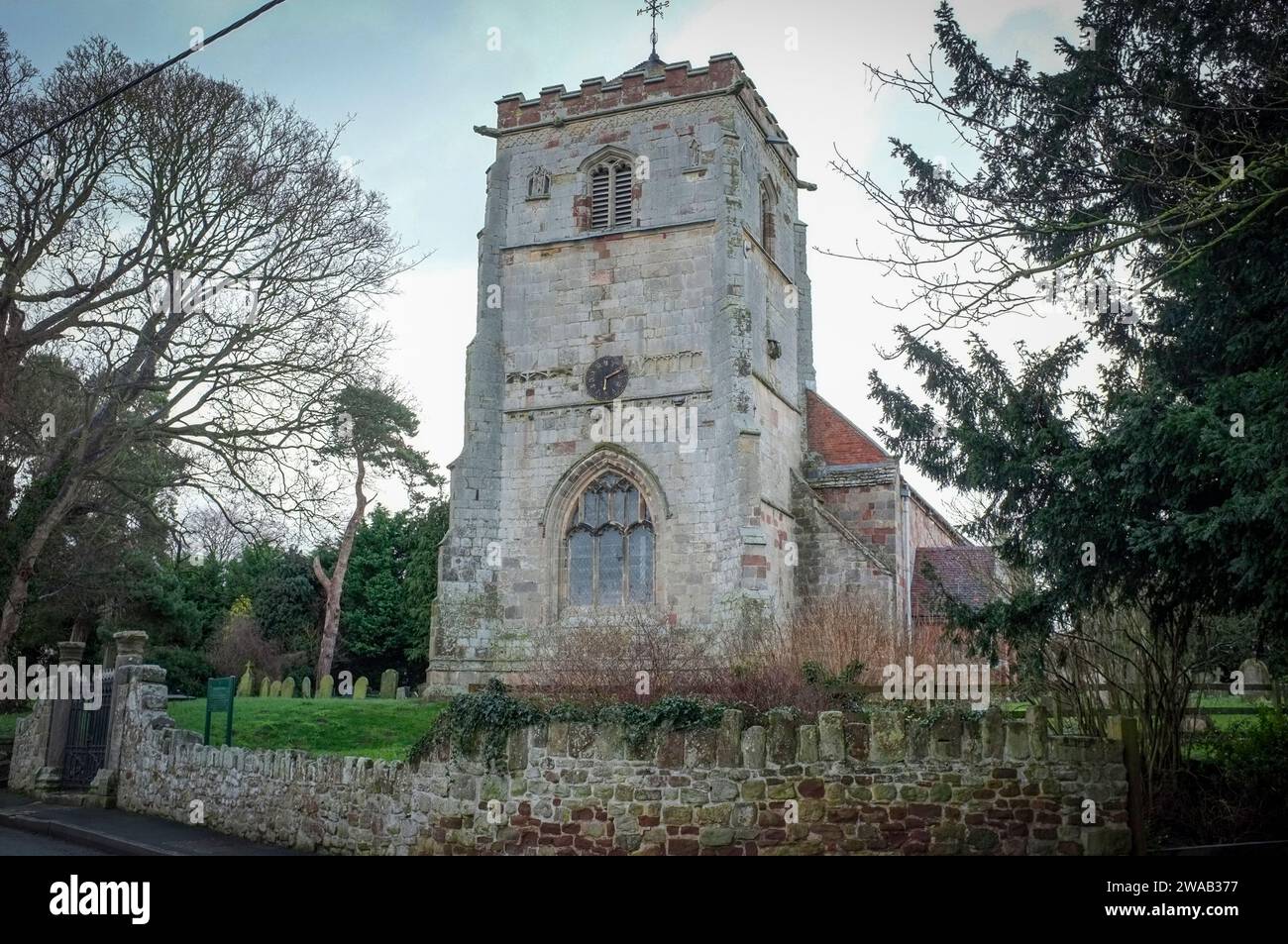 St Andrew's Church, in the village of Wroxeter, Shropshire, England ...