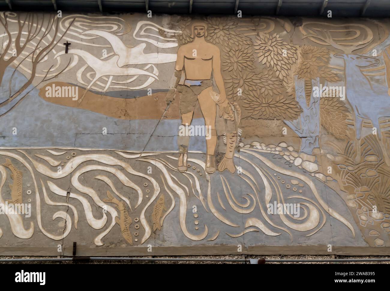 Sgraffiti mural depicting hunting scenes on the Institute of Hunting ...