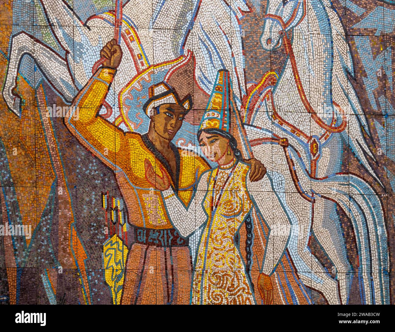 A mosaic "Qyz Zhibek" by artists Tsivchinsky, Nikolai; Kenbaev ...