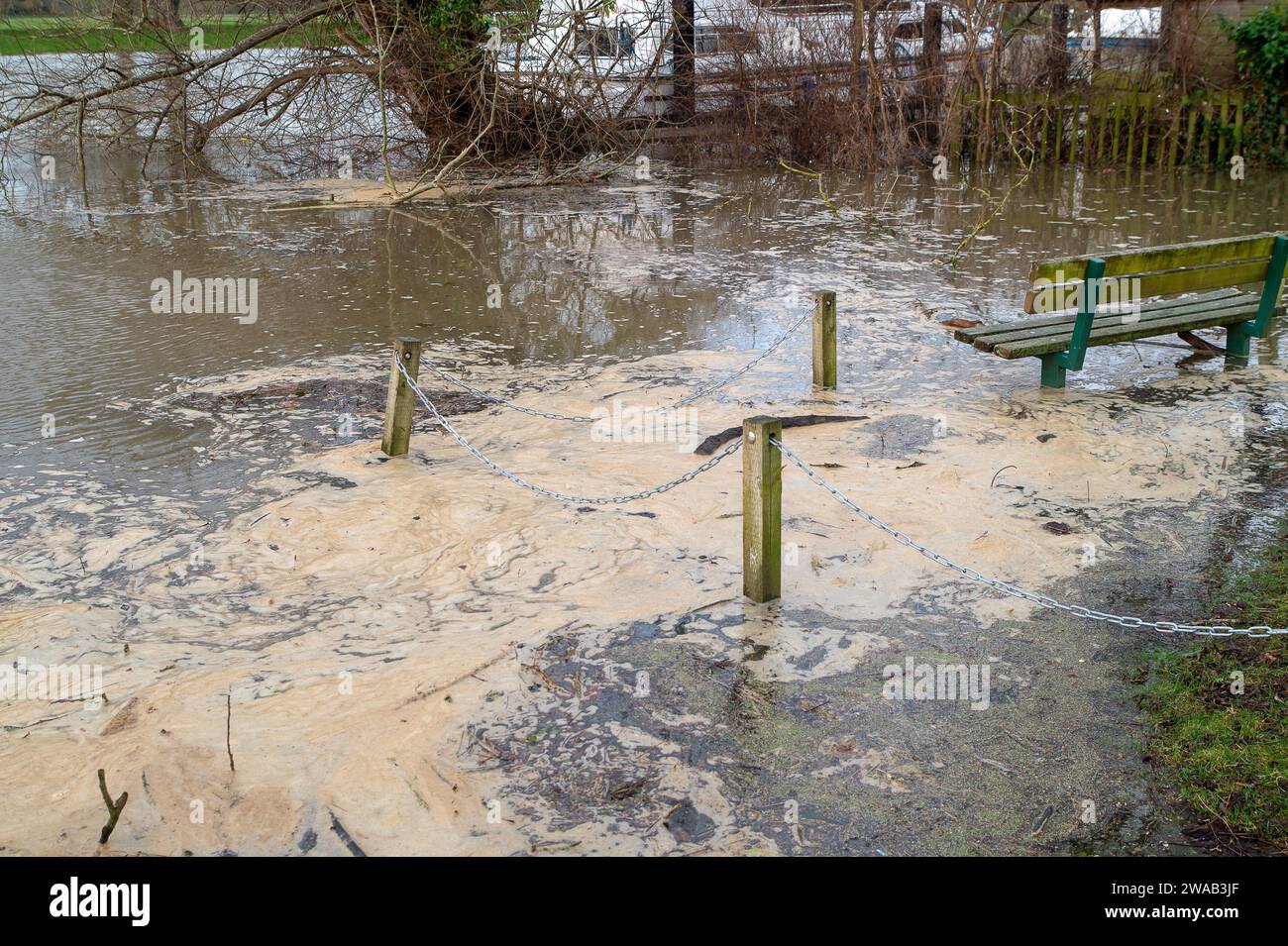 Datchet, UK. 3rd January, 2024. Following recent heavy rain, a Flood ...