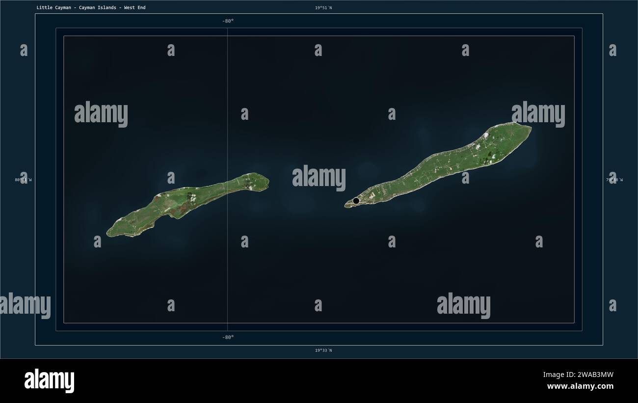 Little Cayman - Cayman Islands highlighted on a high resolution satellite map map with the ...