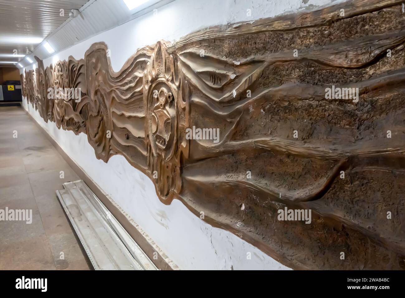 A bas relief with the Sun, USSR, Soviet themes in the underground ...