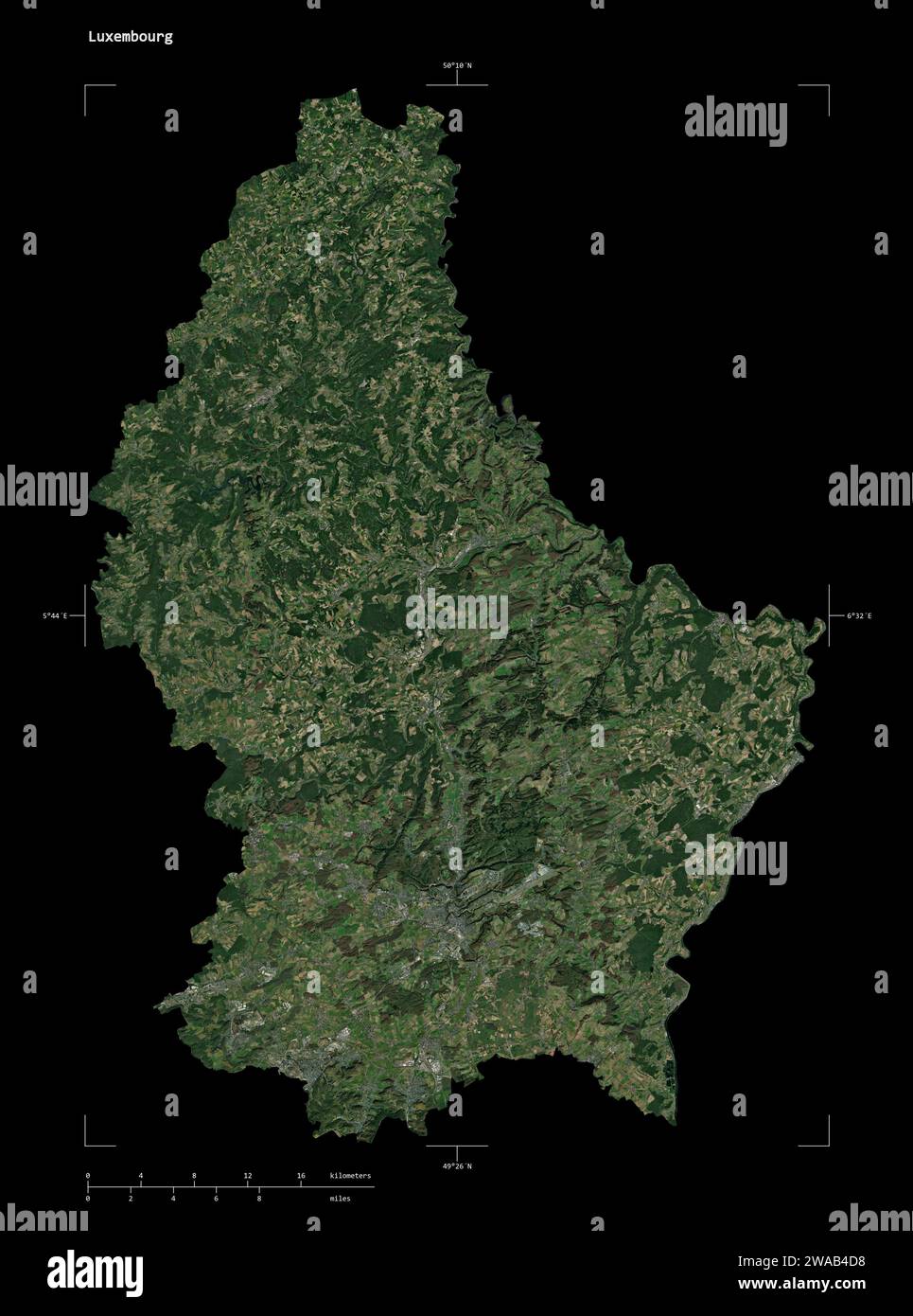 Shape of a low resolution satellite map of the Luxembourg, with ...