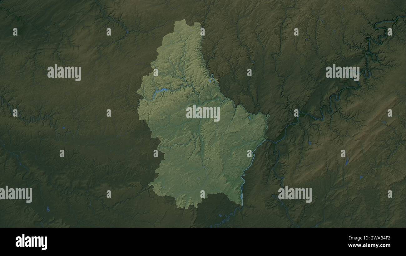 Luxembourg highlighted on a Colored elevation map with lakes and rivers Stock Photo - Alamy