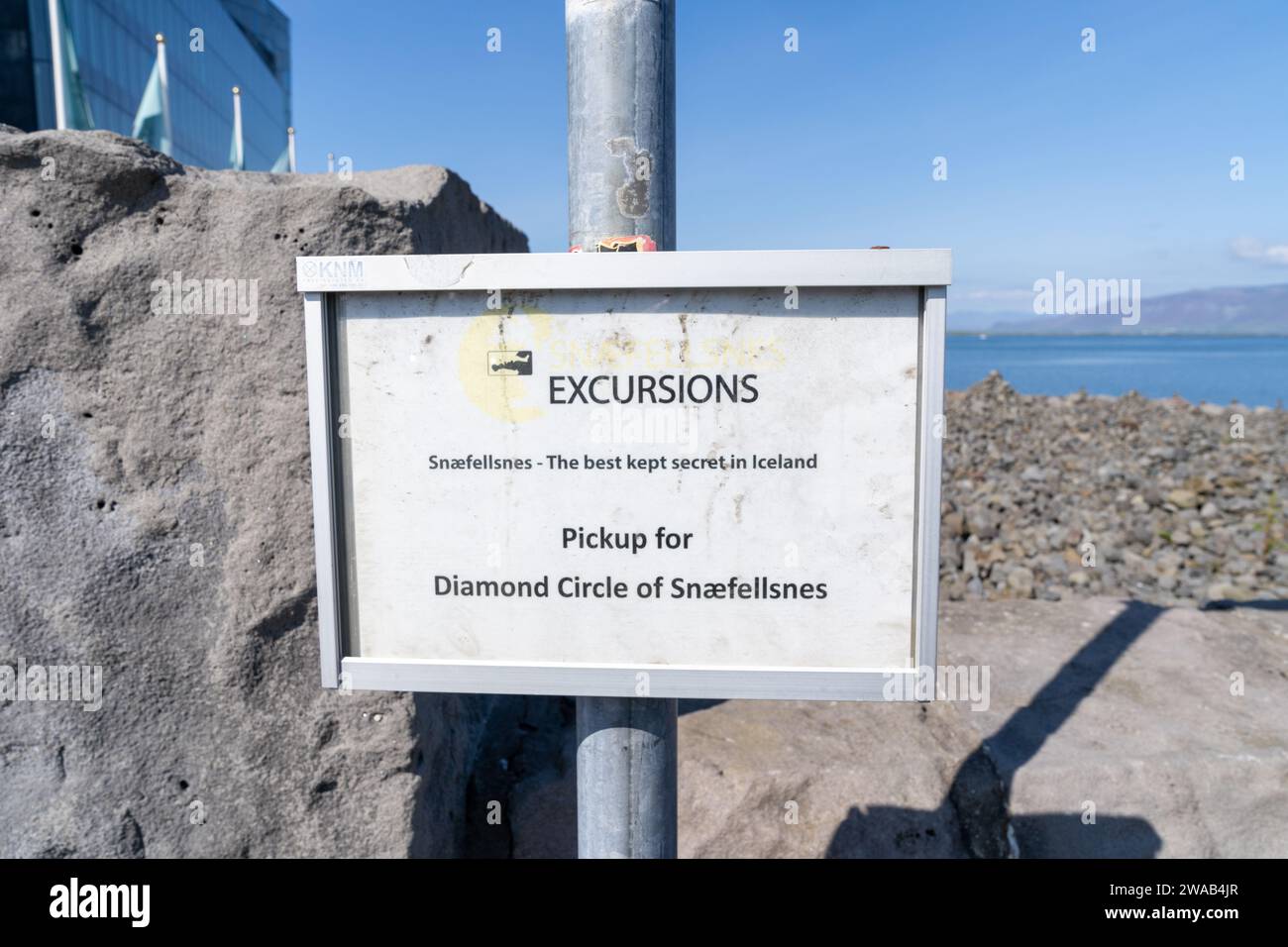 Reykjavik, Iceland - July 10, 2023: Sign for cruise ship passengers to ...