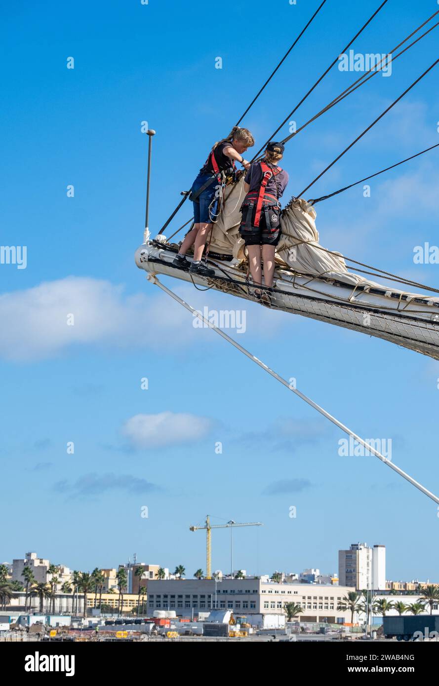 Gran Canaria, Canary Islands, Spain, 3rd January 2024. Crew working on ...