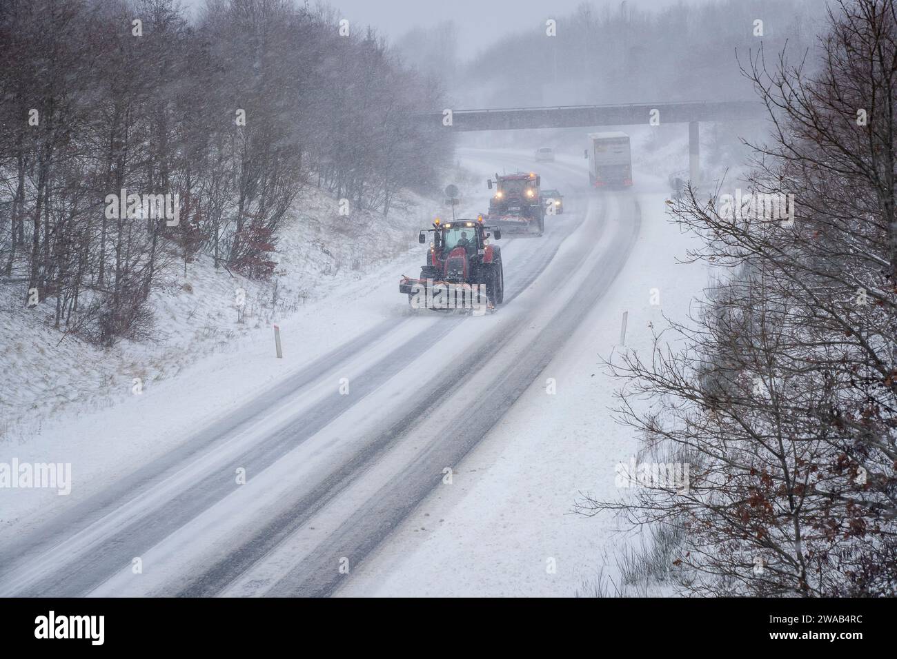 Viborg, Denmark. 03rd Jan, 2024. Heavy snowfall in Viborg, central ...
