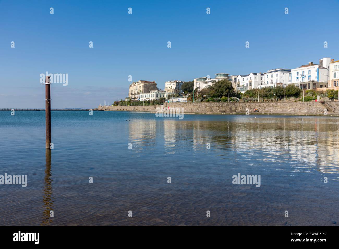 The Marine Lake on the seafront at Weston-super-Mare, North Somerset ...