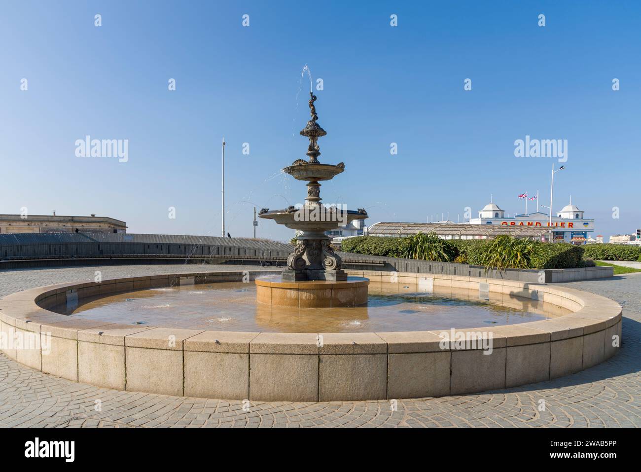 The Coalbrookdale Fountain at Princess Royal Square on the seafront at ...