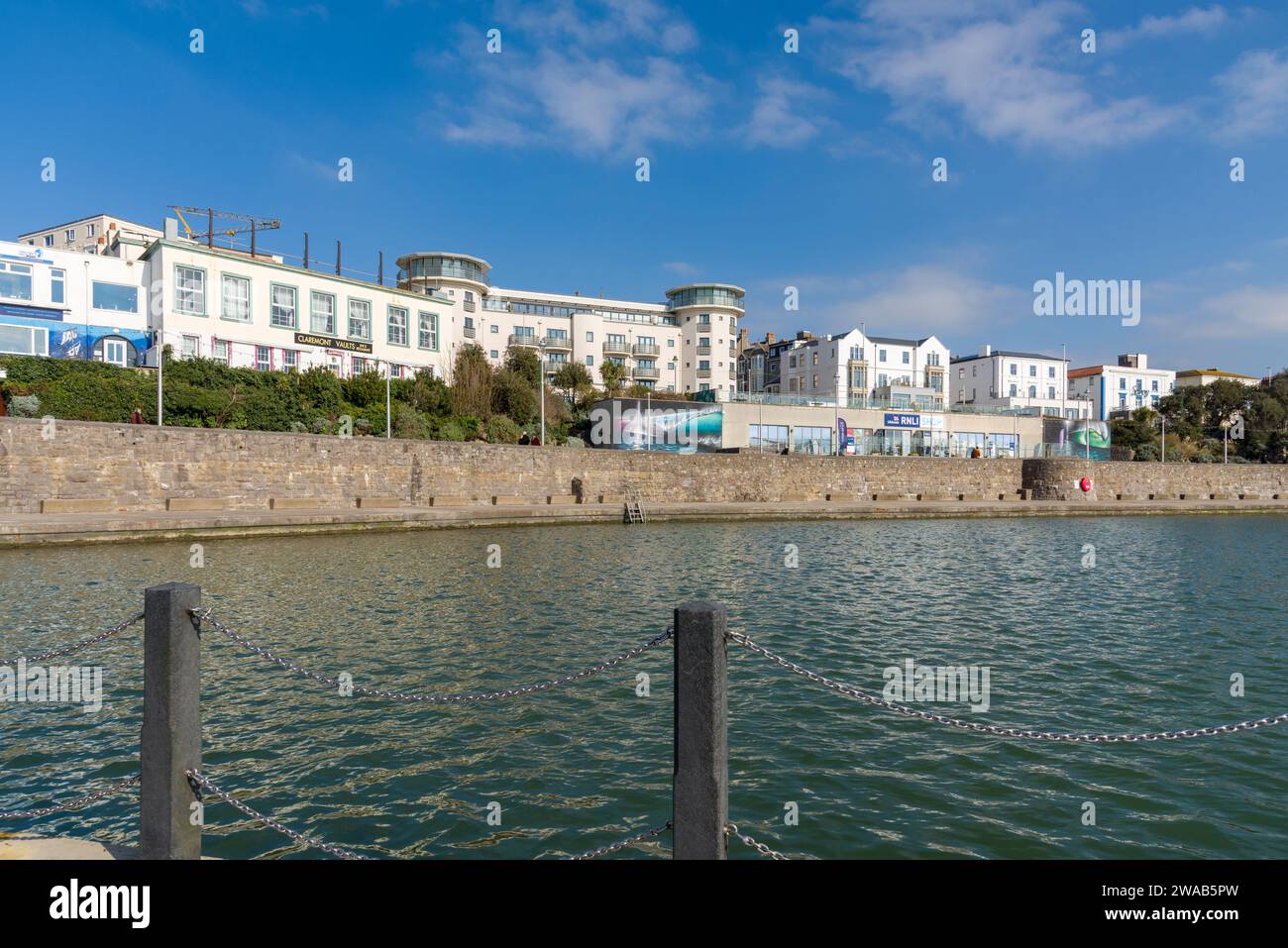 The Marine Lake on the seafront at Weston-super-Mare, North Somerset ...