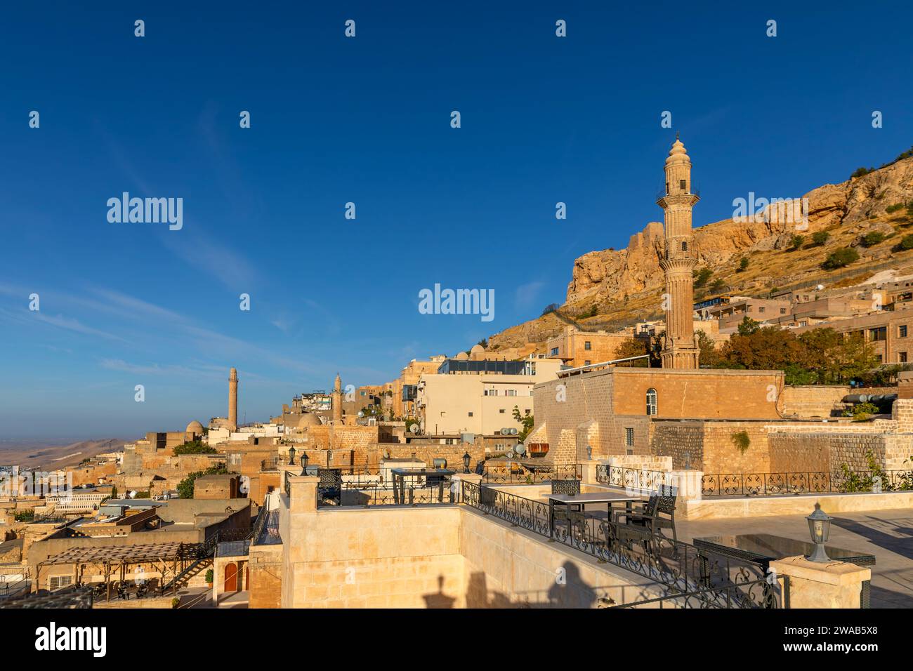 Ancient and stone houses of Old Mardin (Eski Mardin) with Mardin Castle ...