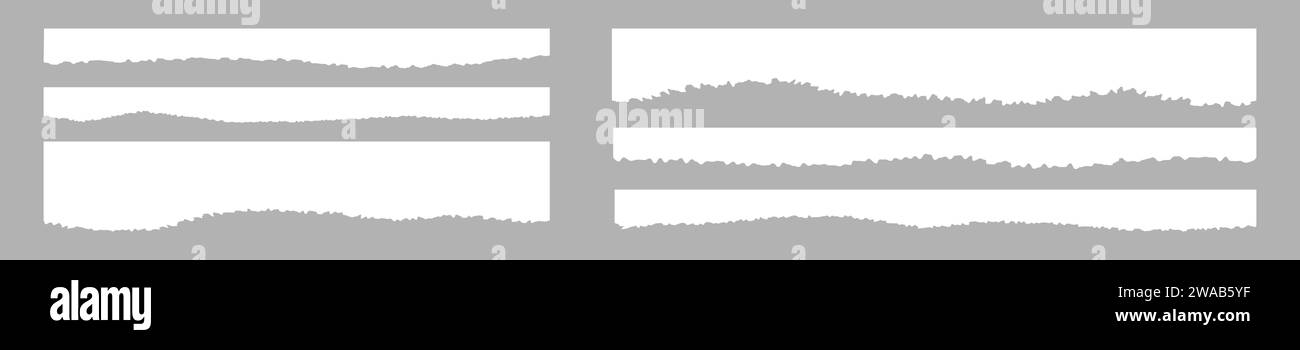 Set of different jagged paper textures. White sheets with torn edges ...