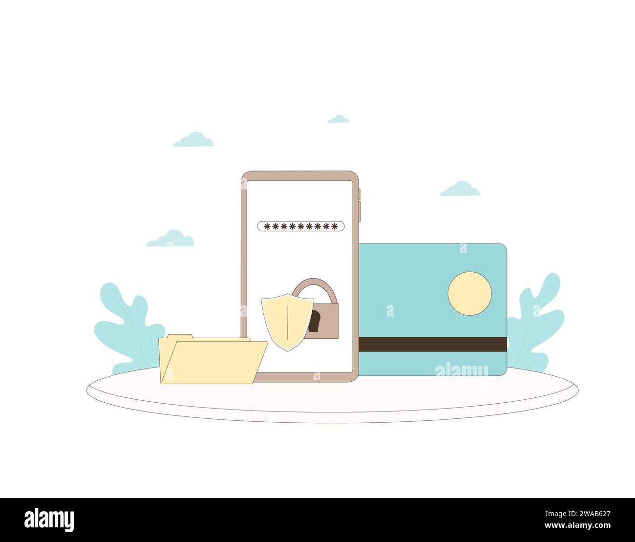 Cyber insurance. Personal and financial data protection concept ...