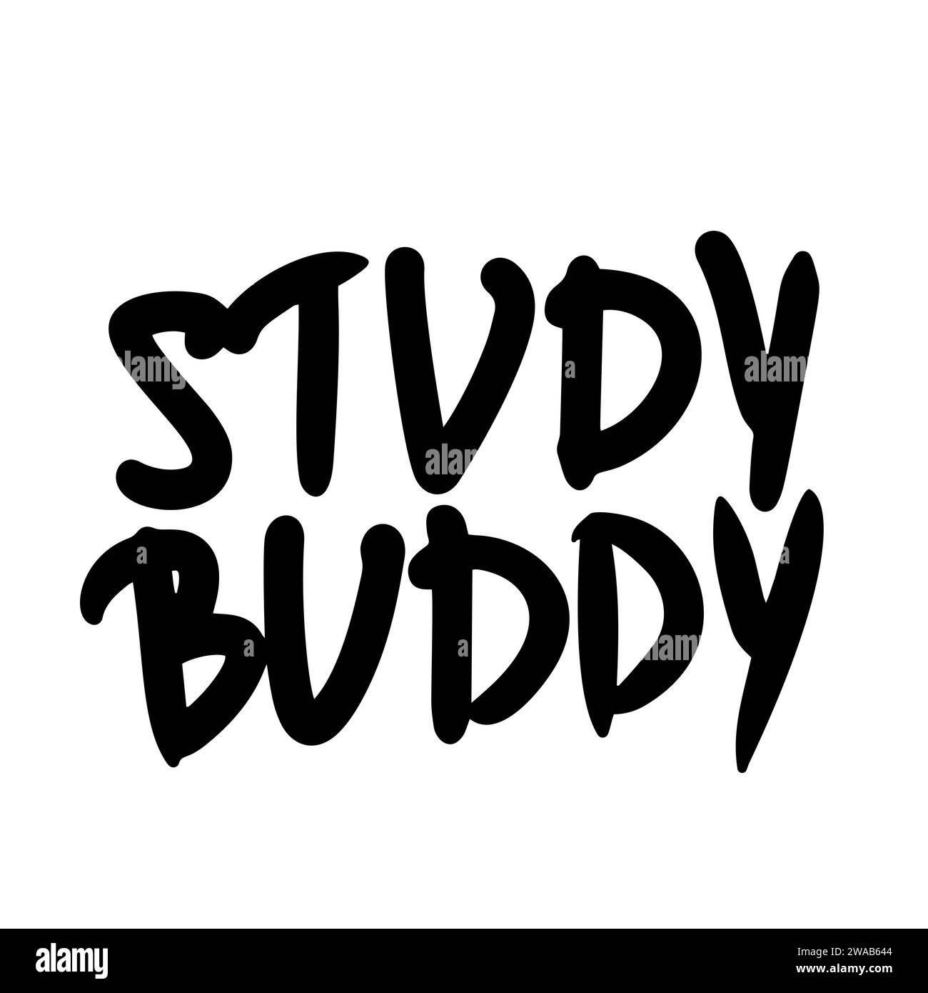 Study buddy lettering isolated on white background. Hand drawn ...