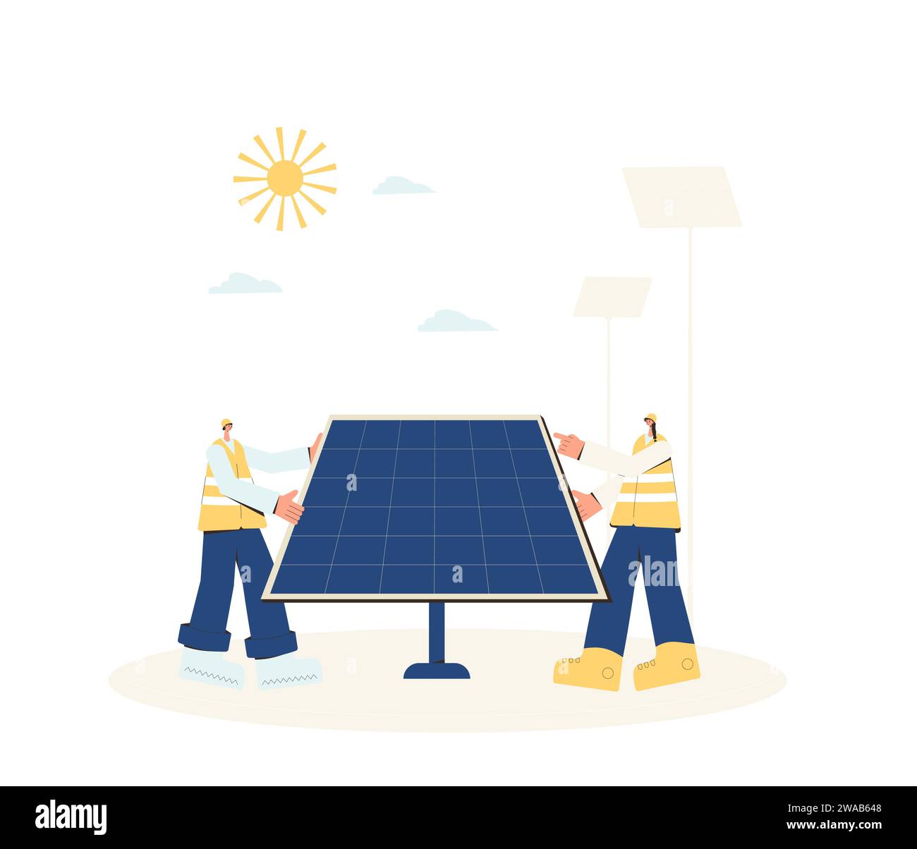 Solar energy system installing. Provide upgrades solar modules. Field ...