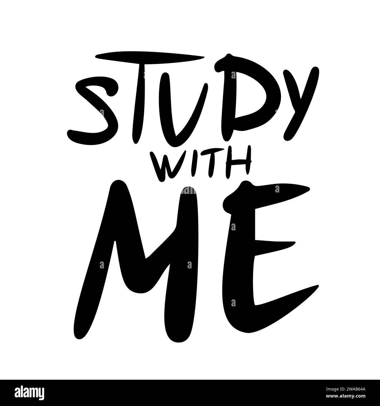 Study with me lettering isolated on white background. Hand drawn ...